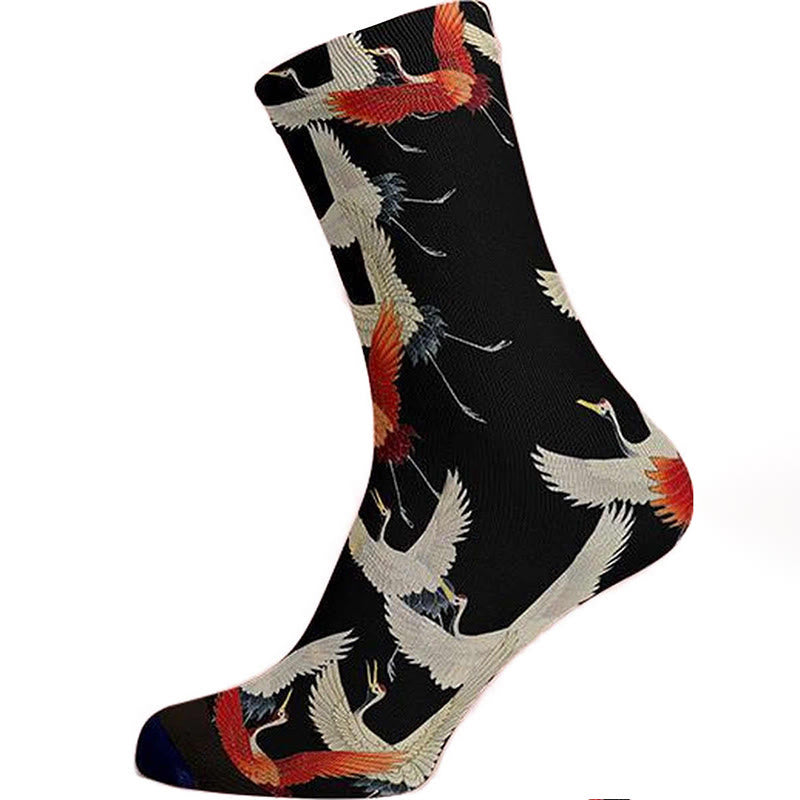 Buddha Stones Casual White Red Cranes Micro Crew Men Women Unisex Sock ...