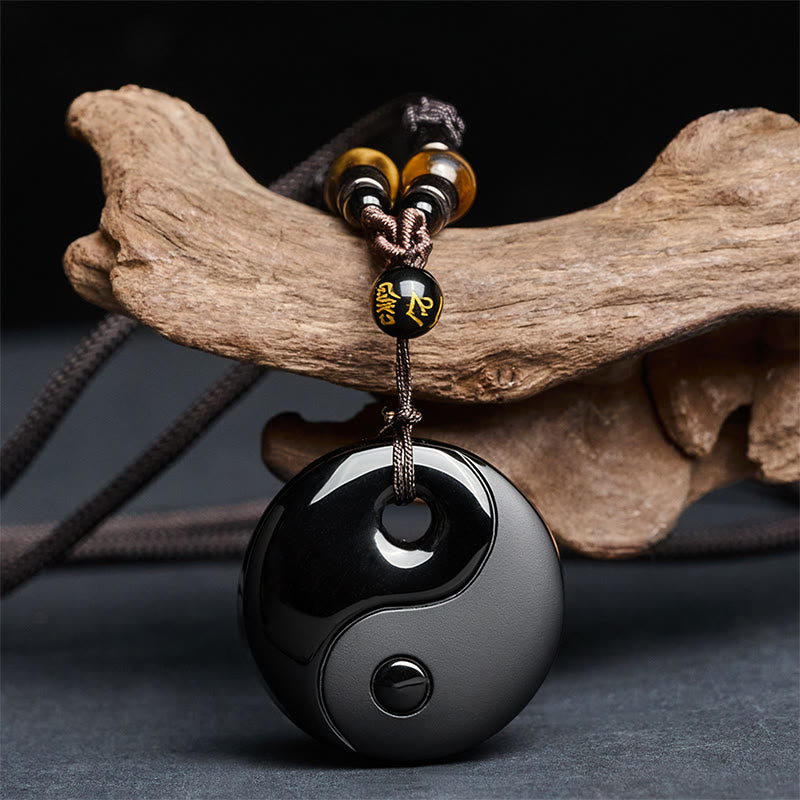 Buddha Stones Yin Yang Symbol Om Mani Padme Hum Black Obsidian Strengt ...