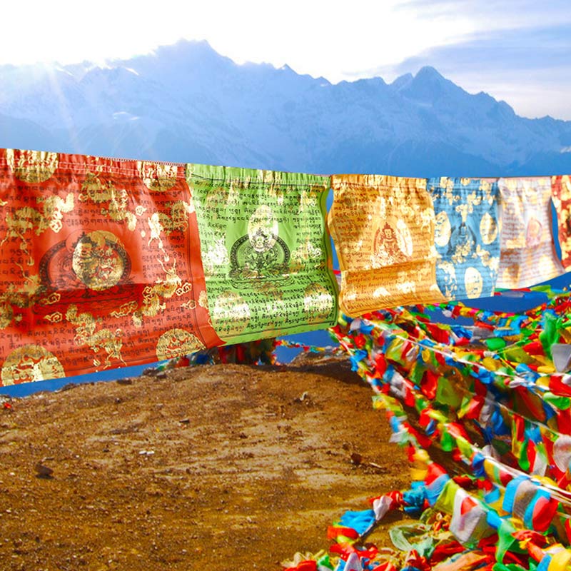 Tibetan 5 Colors Windhorse Blessing Longevity Sutra Outdoor 20 Pcs Pra ...