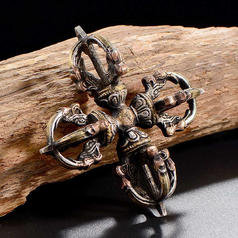 Tibetan Handmade 5 Prong Double Dorje Copper Iron Thunderbolt Strength ...