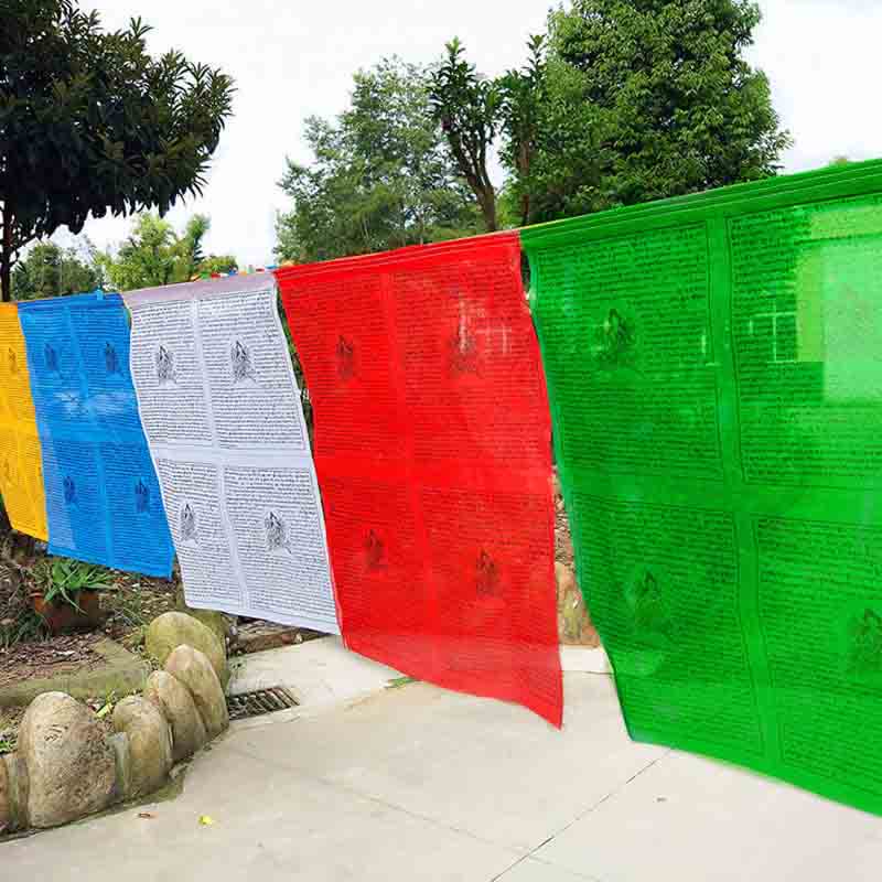 Tibetan 5 Colors Windhorse Auspicious Outdoor 25 Pcs Prayer Flag – uk ...